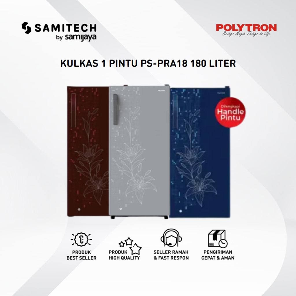 Jual KULKAS 1D POLYTRON PRA-18 JB/JR/JS WITH HANDLE 180LITER BERGARANSI ...