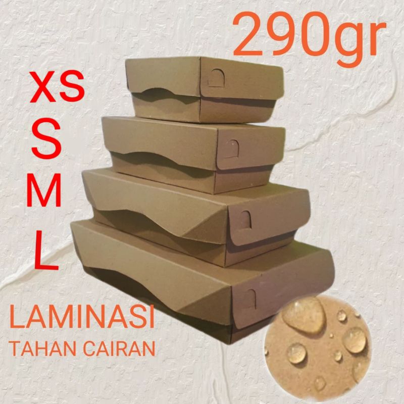 Jual Kotak Makan Paper Lunch Box Kraft Coklat Laminasi Ukuran L Tebal 290 gsm | Shopee Indonesia