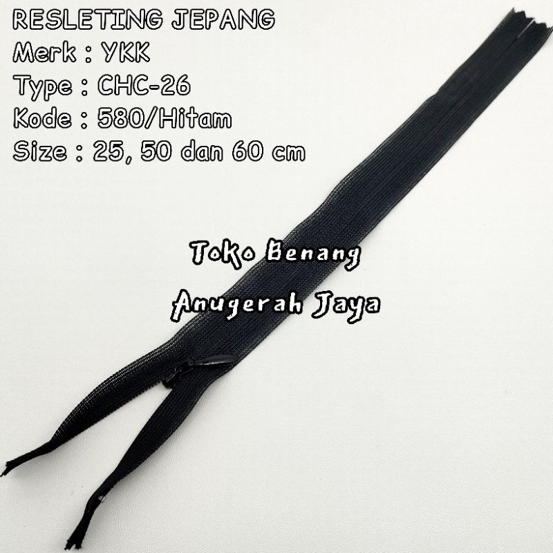 Jual Resleting Jepang YKK no 580 Hitam | Shopee Indonesia