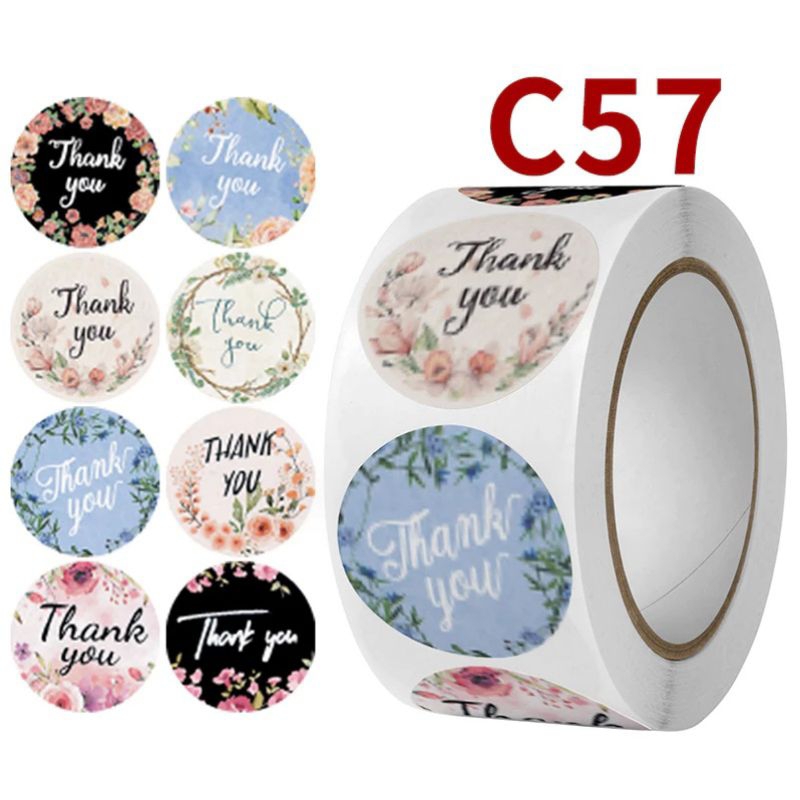 Jual Cod Sticker Thank You 500 Pcs Stiker Terima Kasih Warna Self