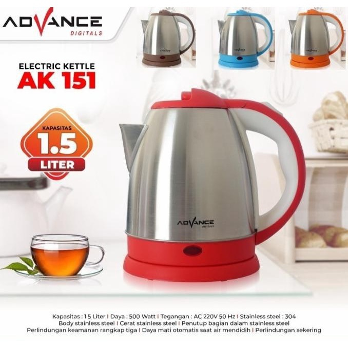 Jual ADVANCE Teko Listrik/Kettle listrik AK 151 kapasitas 1,5 Liter ...