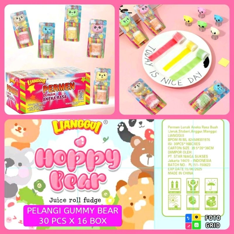 Jual Permen Cemilan Snack Gummy Gumi Yupi Beruang Pita Roll Hoppy Pir ...
