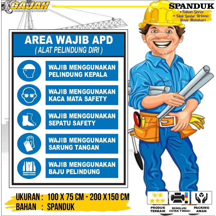 Jual Spanduk Sign Area Wajib APD / Spanduk Area Wajib Alat Pelindung ...