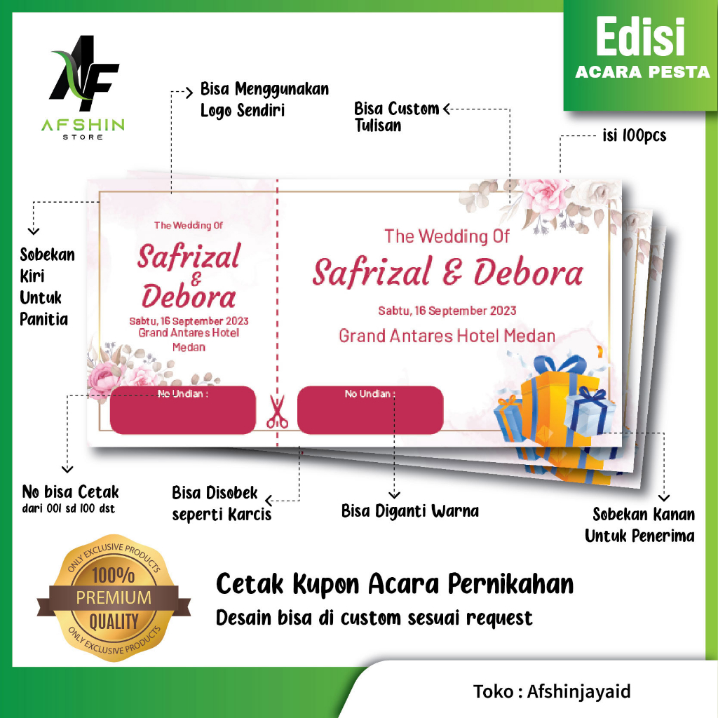 Jual Kupon Acara Wedding Pembagian Snack Makanan Souvenir Acara ...