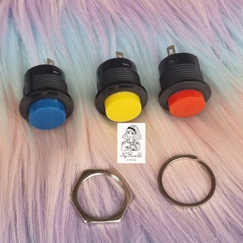 Jual PUSH BUTTON ON 2 PIN BULAT BESAR 2P WARNA + RING MUR | Shopee ...