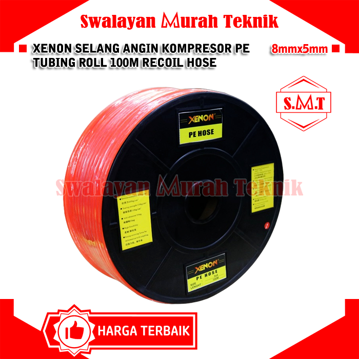 Jual Selang Angin Kompresor PE Tubing Roll XENON 8mmx5mm 100M Recoil ...