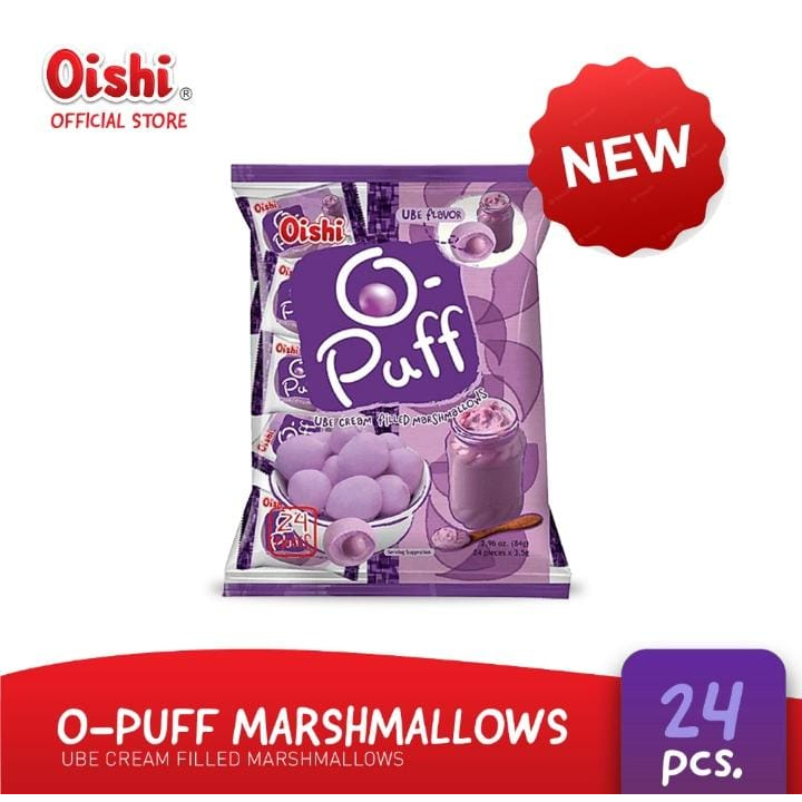 Jual OISHI O PUFF MARSHMALLOW UBE/CHOCOLATE/CREAM FILLED/GREEN TEA 84g ...