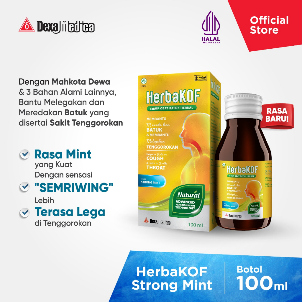 Jual Herbakof Sirup Obat Batuk Herbal Rasa Strong Mint 100ml | Shopee ...