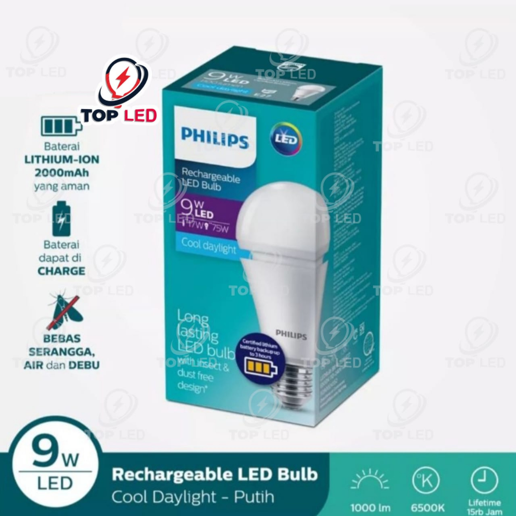 Jual Philips Lampu Led Emergency Rechargeable 9W 6500K | Shopee Indonesia