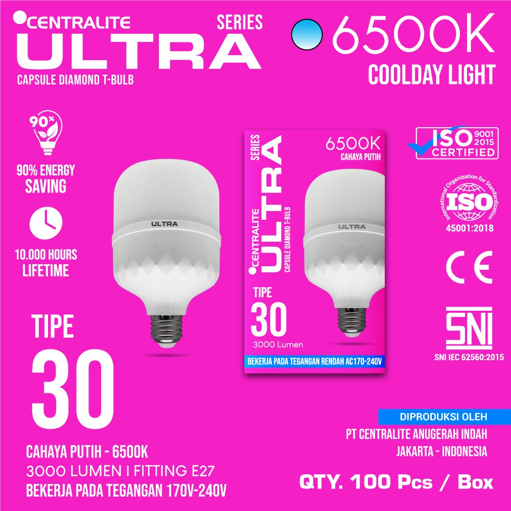 Jual Centralite ULTRA 30W Lampu LED Cahaya PUTIH 30 Watt Model Tabung Kapsul Capsule Body Jumbo ...