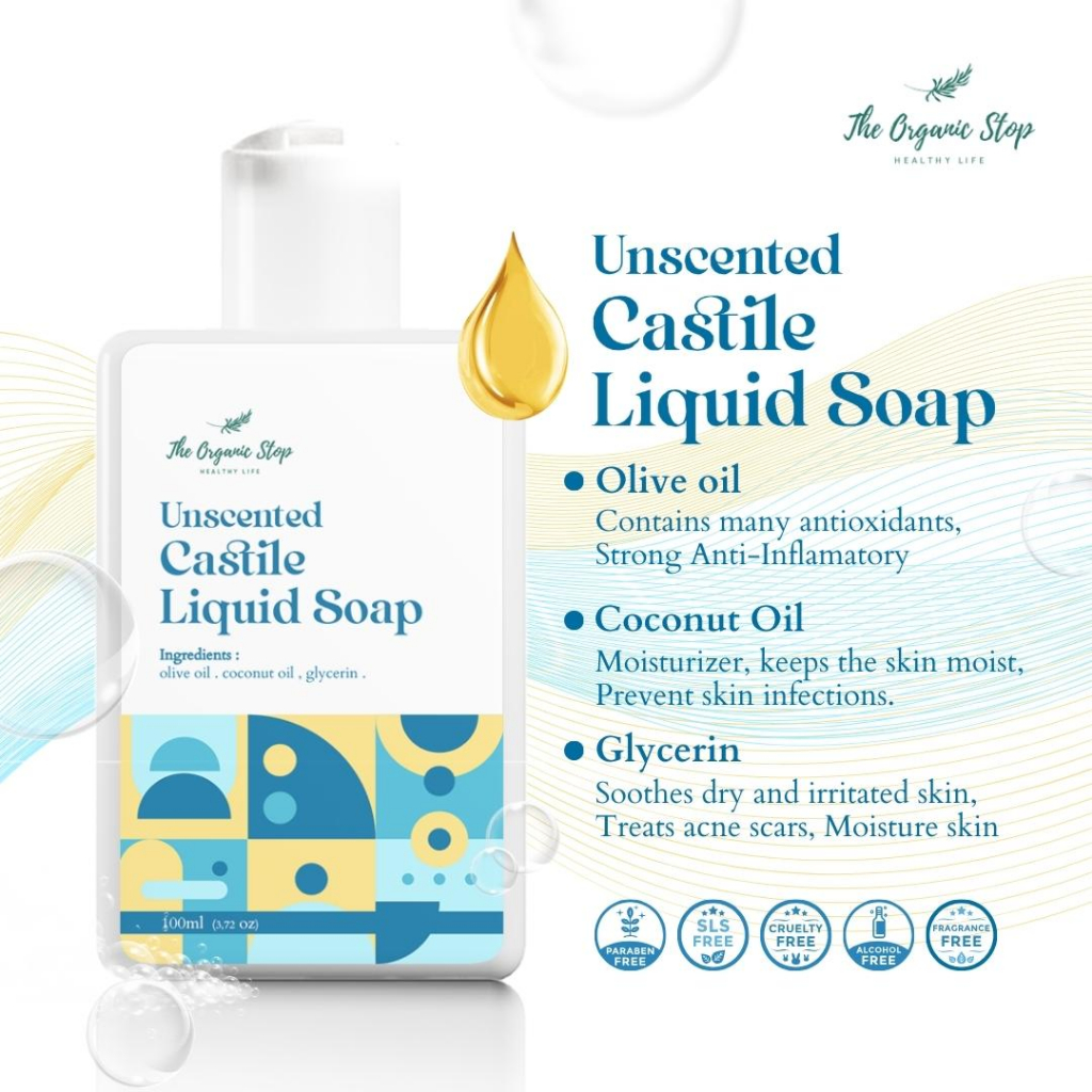 Jual TheOrganicStop Unscented Castile Liquid Soap Sabun Cair Natural ...