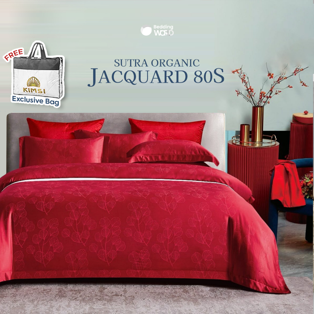 Jual Sprei Set Sutra Organic Jacquard 80s / Sprei mewah sutera / Sprei ...
