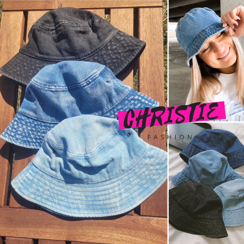 Jual TOPI BUCKET HAT DENIM JEANS DEWASA | Shopee Indonesia