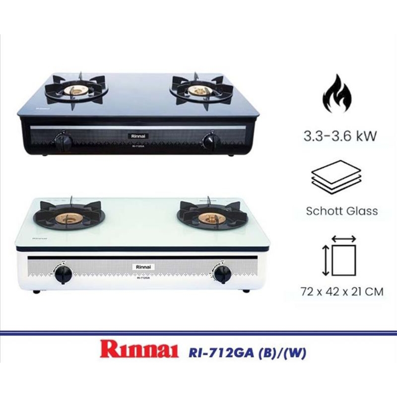 Jual Kompor Gas 2 Tungku RINNAI RI-712 GA B/W | Shopee Indonesia