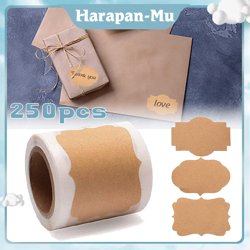 Jual 250pcs Sticker Kraft Paper Sticker Label Kraft Blank Hampers ...