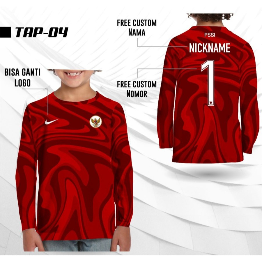 Jual Jersey kaos timnas anak baju kiper timnas Indonesia lengan panjang ...