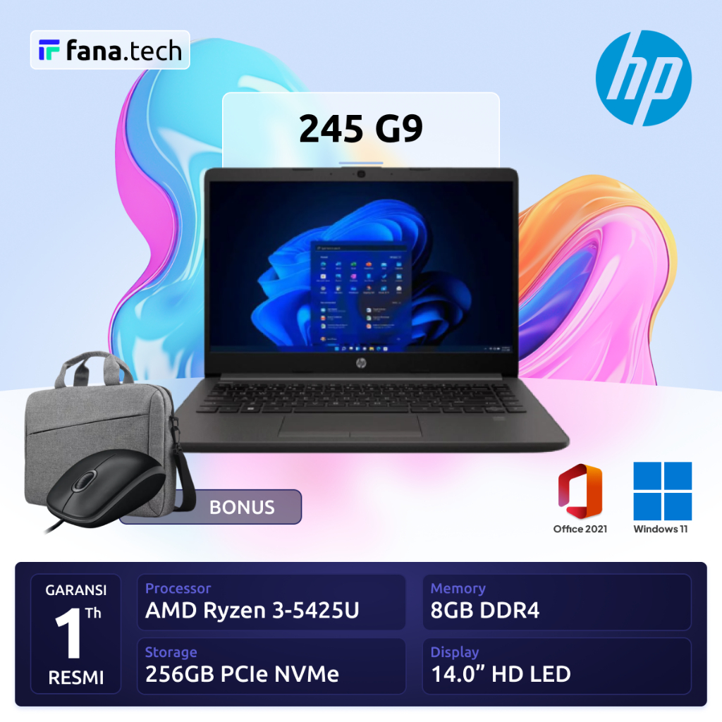 Jual Laptop HP 245 G9 AMD Ryzen 3 5425U RAM 8GB SSD 256GB 14 inch ...