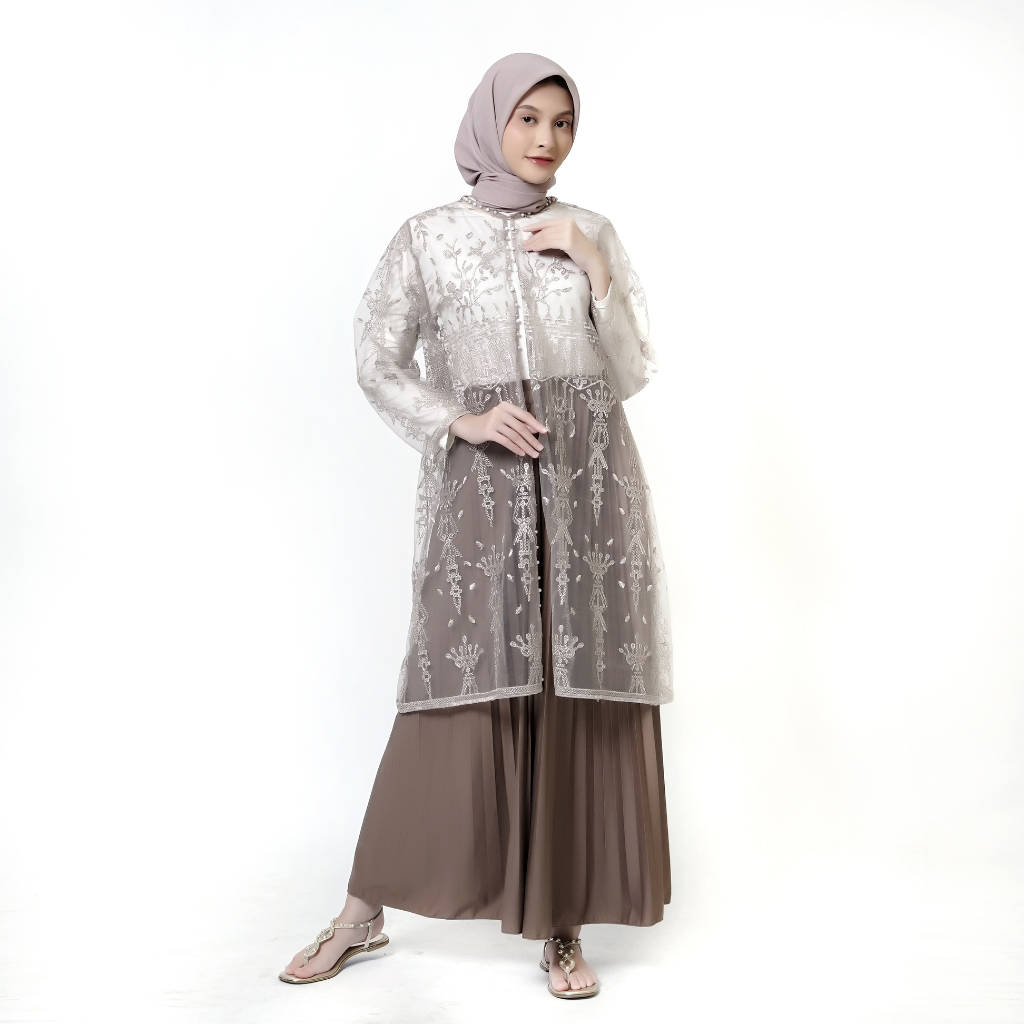 Jual Outer Cleo Brukat Etnik Sapto / Outer Brokat Full Payet / Tunik ...
