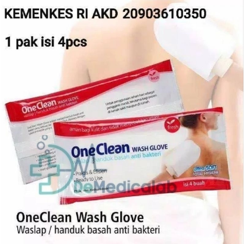 Jual OneClean Wash Glove OneMed Waslap Handuk Basah Mandi Anti Bakteri | Shopee Indonesia