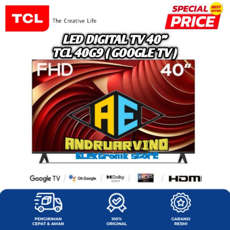 Jual TCL LED GOOGLE TV 40 Inch 40G9 SMART GOOGLE DIGITAL TV Bezelles ...