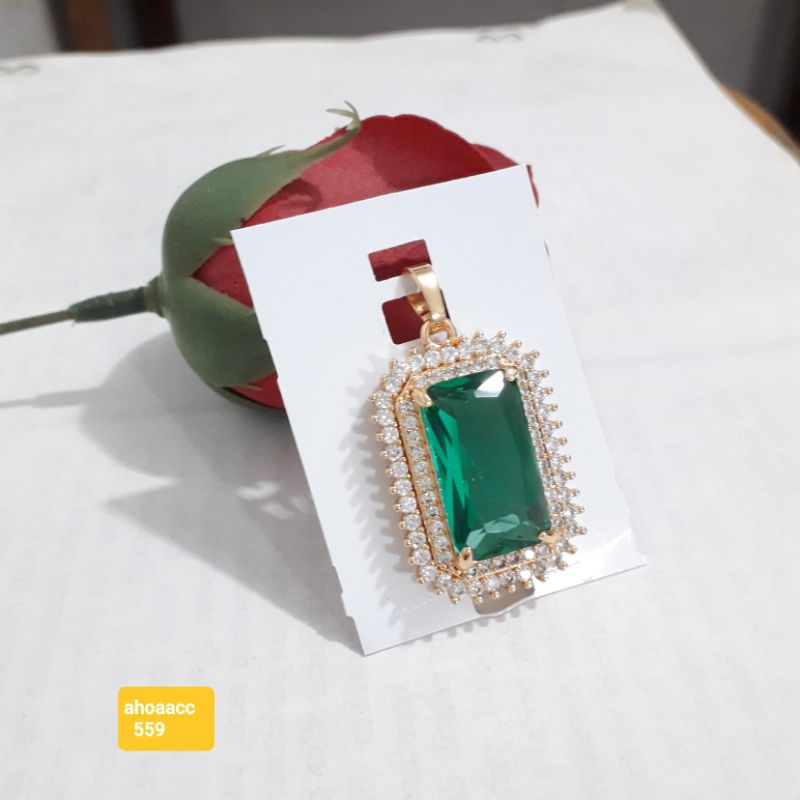 Jual Liontin permata manik warna hijau bening fashion wanita dewasa ...