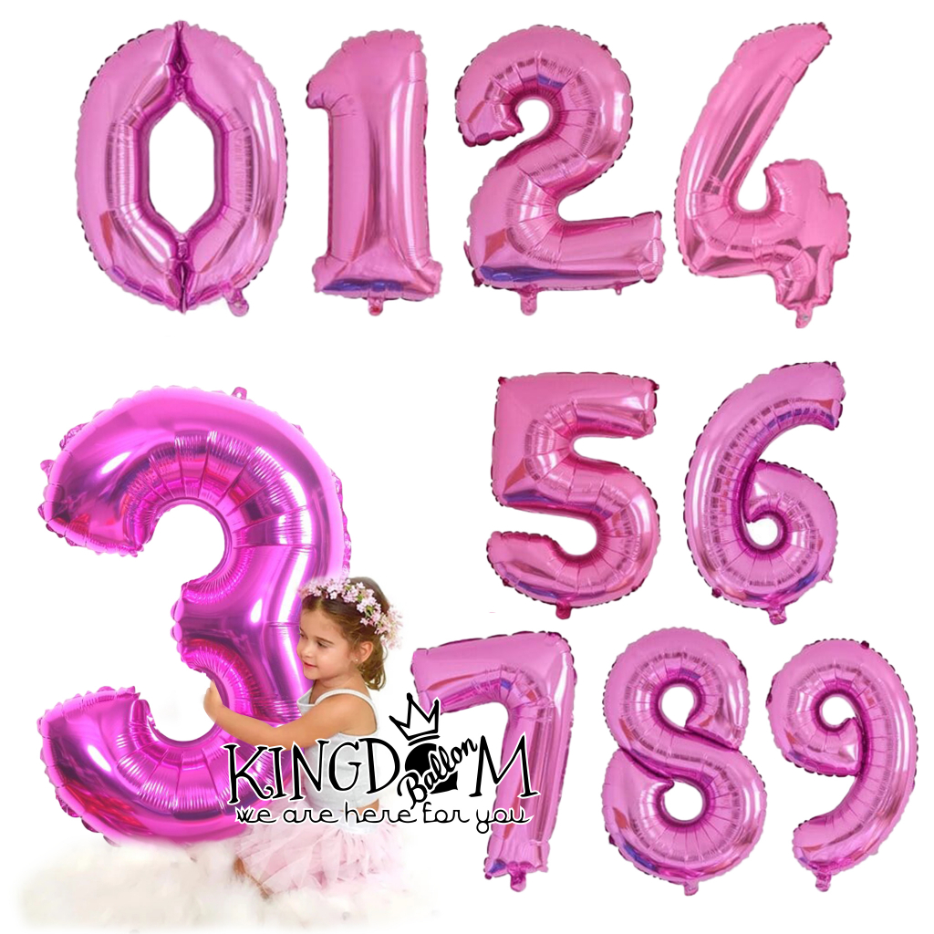 Jual Balon Angka Pink 80cm / Balon Angka Jumbo / Balon Foil Angka Jumbo ...