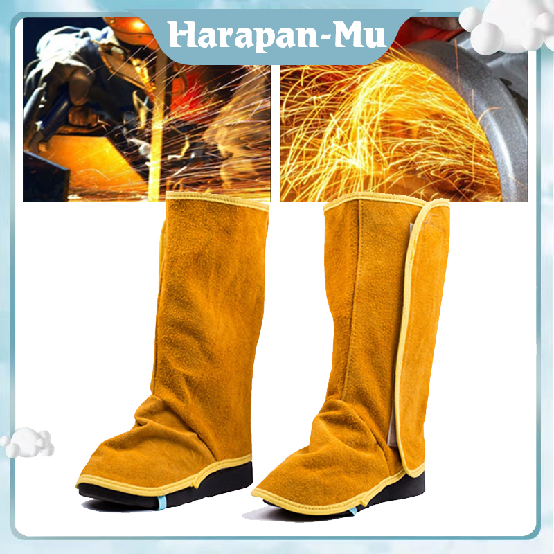 Jual Cover Sepatu Welding Kulit Tebal Apron Kaki Anti Panas Arm Kaki ...