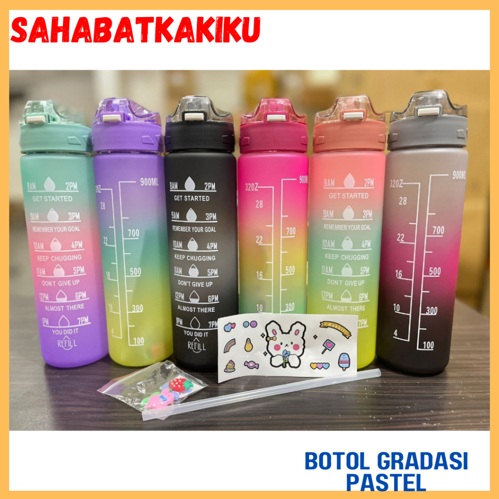 Jual Botol Minum Motivasi Gradasi / Botol Minum Motivasi Pastel ...