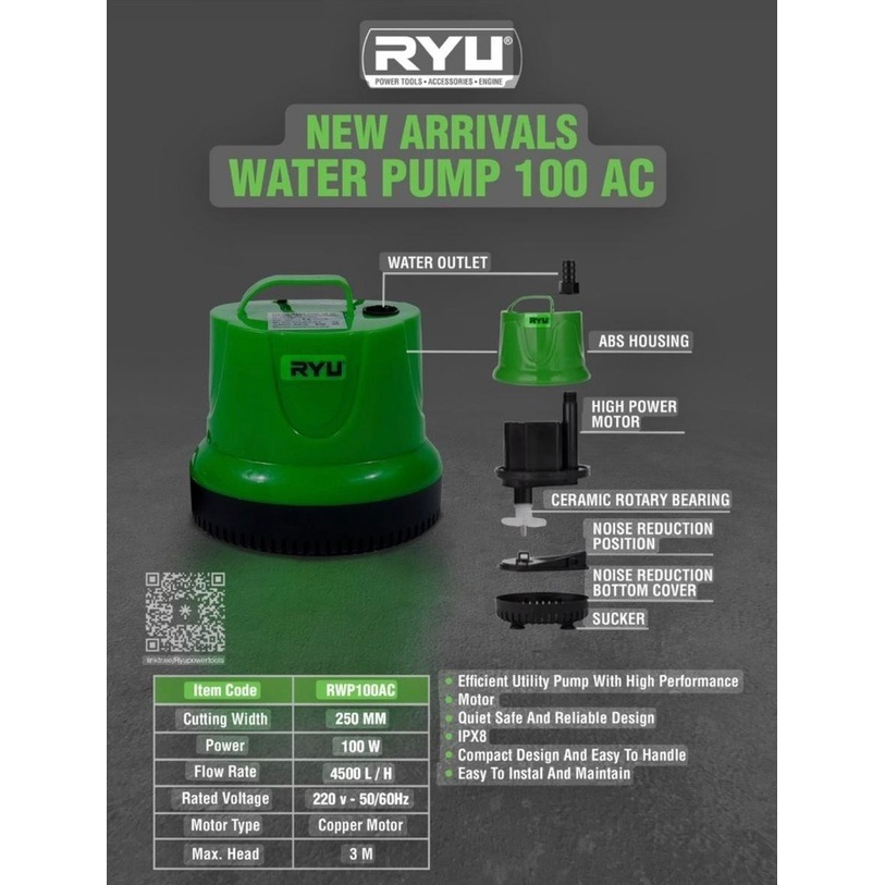 Jual MESIN POMPA AIR CELUP RYU RWP-100AC RWP 100 AC - WATER PUMP ...