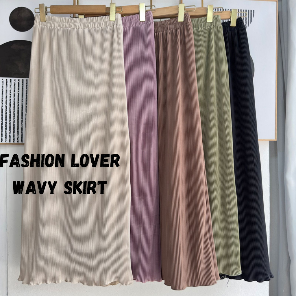Jual Rok plisket SPAN wavy premium lidi gelombang panjang maxi skirt | Shopee Indonesia