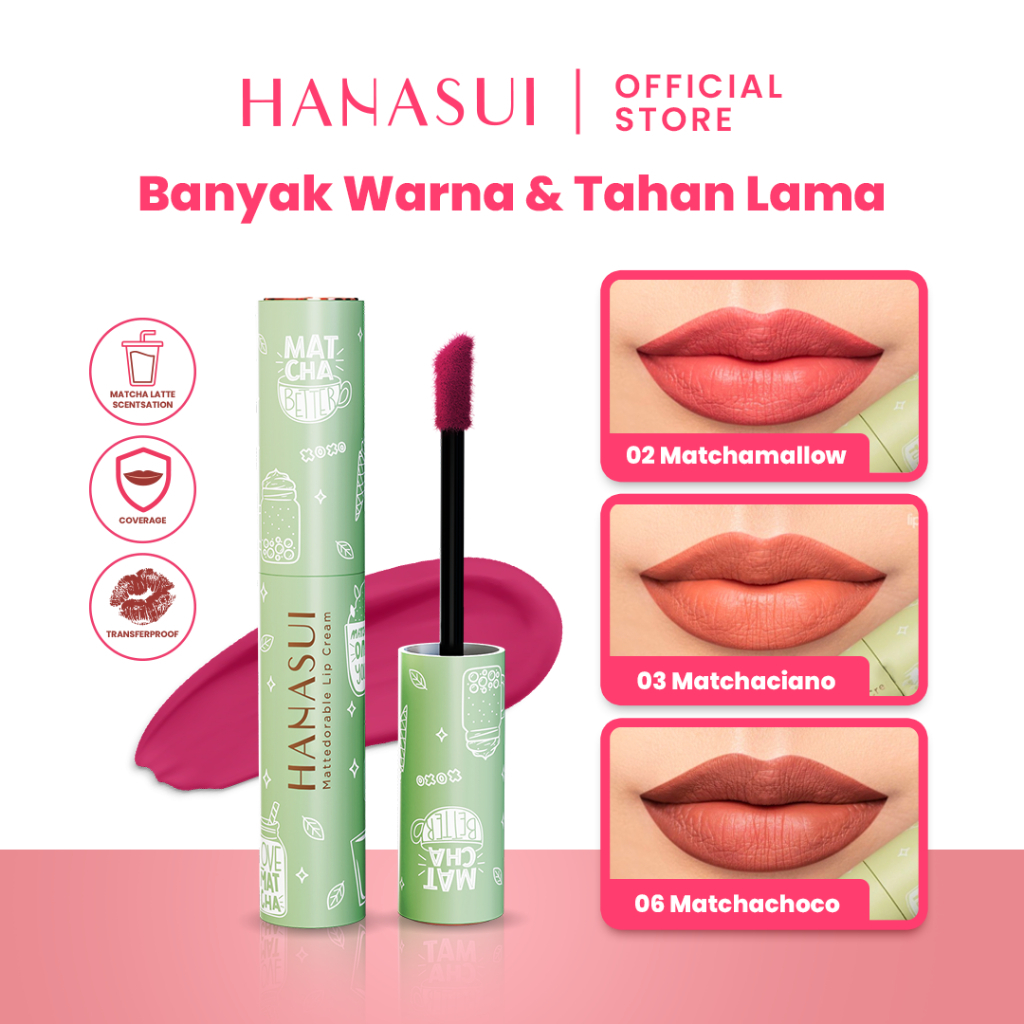 Jual HANASUI Mattedorable Lipcream (MATCHA EDITION) 4g | Shopee Indonesia