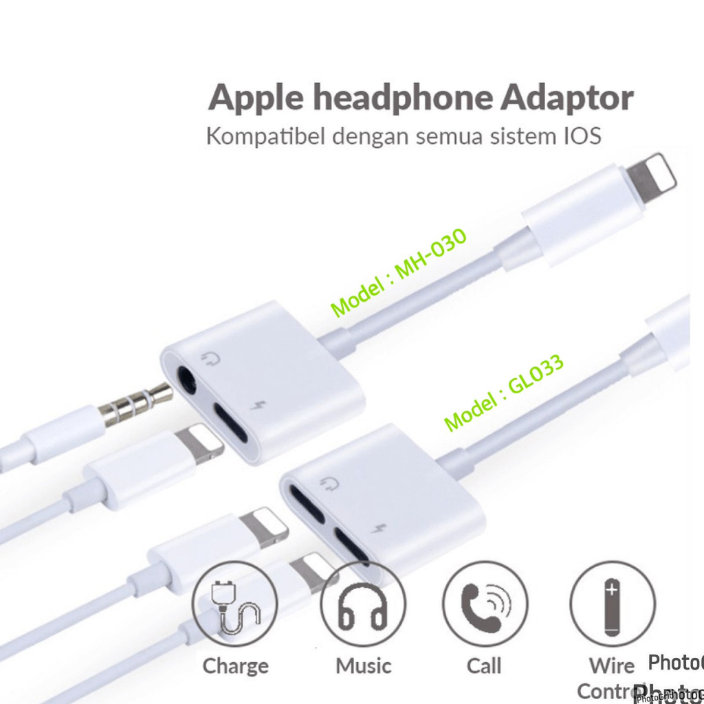 Jual Splitter Lightning to jack Converter 2in1 3in1 - Headset PUBG ...