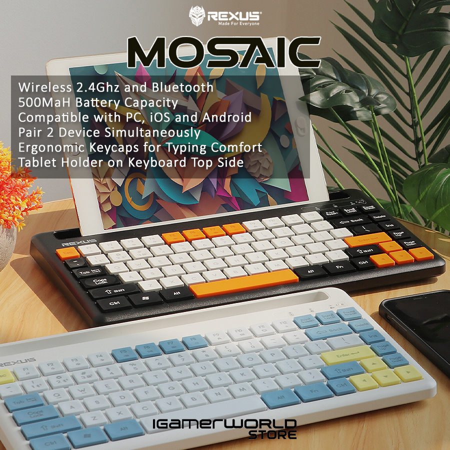 Jual Rexus Mosaic KB-01 / KB01 Wireless Keyboard | Shopee Indonesia
