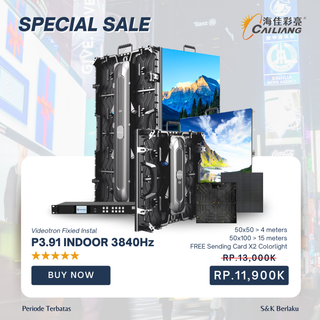 Jual PAKET JADI VIDEOTRON MODUL P3.91 INDOOR UK 50X50CM CAILIANG ...