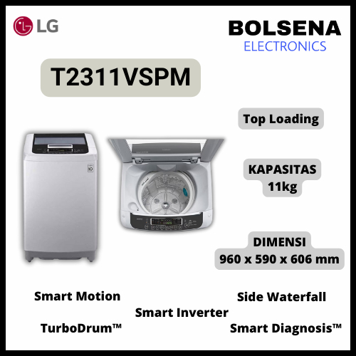 Jual LG T2311VSPM Mesin Cuci Top Loading Smart Inverter 11 Kg | Shopee Indonesia