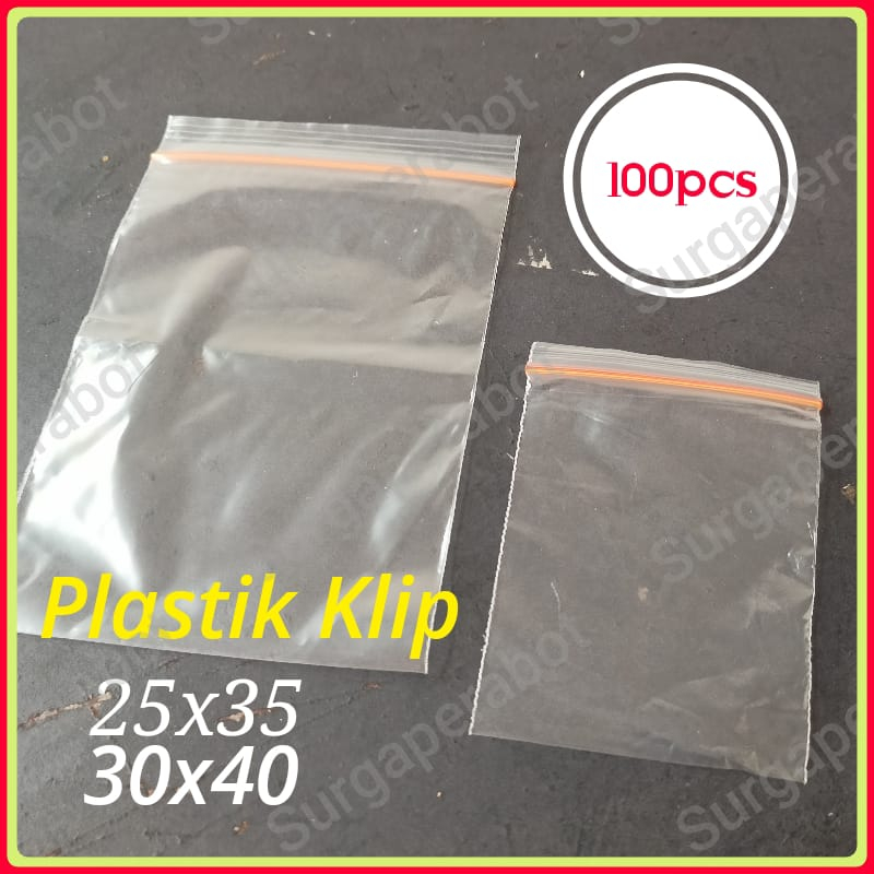 Jual Plastik Pe Klip isi 100 Lembar Zipper / Ziplock 25x35 30x40 Besar ...