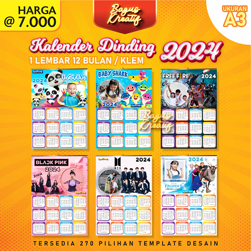 Jual CETAK KALENDER DINDING 2024, KERTAS TEBAL, FINISHING KLEM, BISA ...