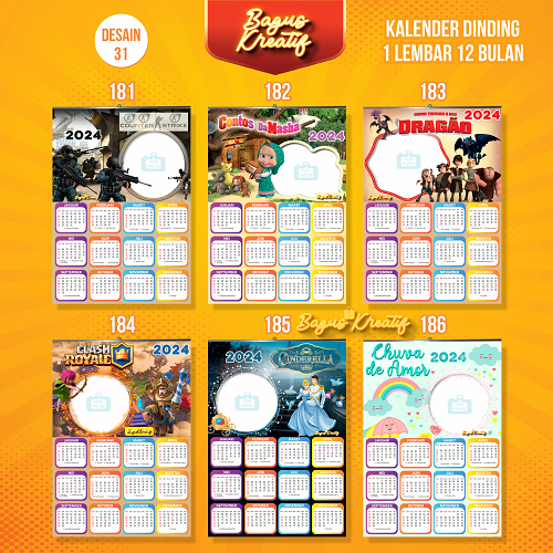 Jual CETAK KALENDER DINDING 2024, KERTAS TEBAL, FINISHING KLEM, BISA ...