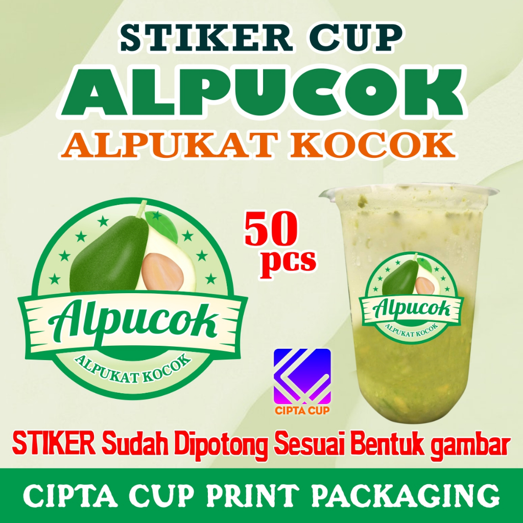 Jual stiker label gelas cup alpucok alpukat kocok | Shopee Indonesia