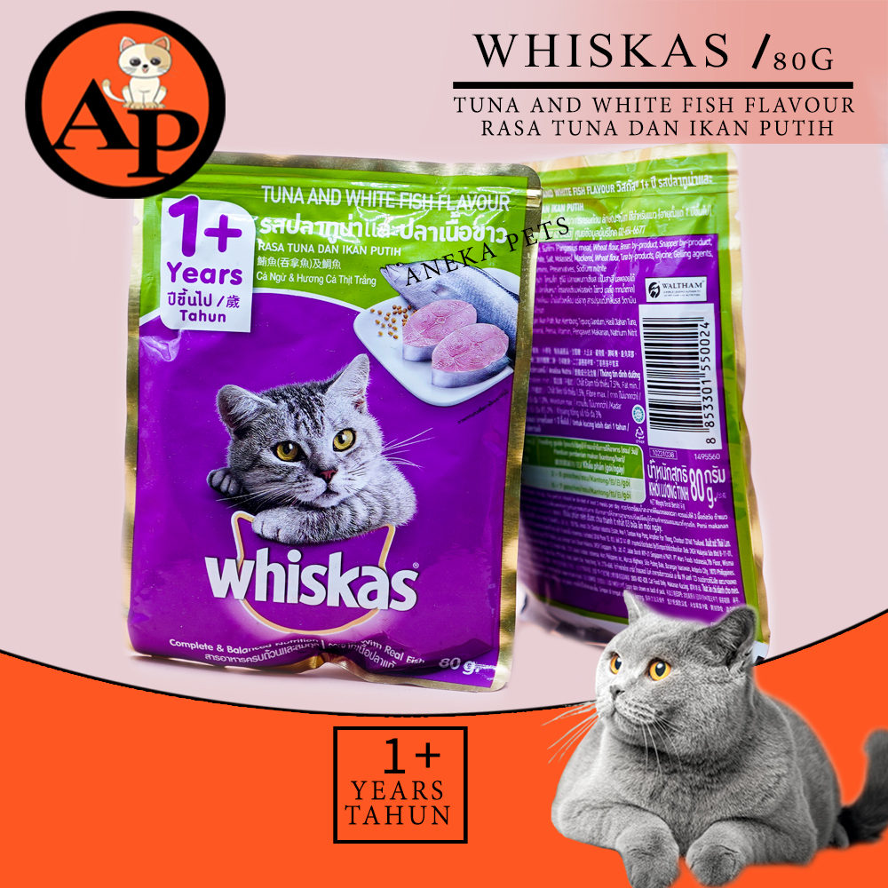 Jual Makanan Kucing Basah Whiskas Pouch Adult 1+ Sachet 80gr RASA IKAN ...