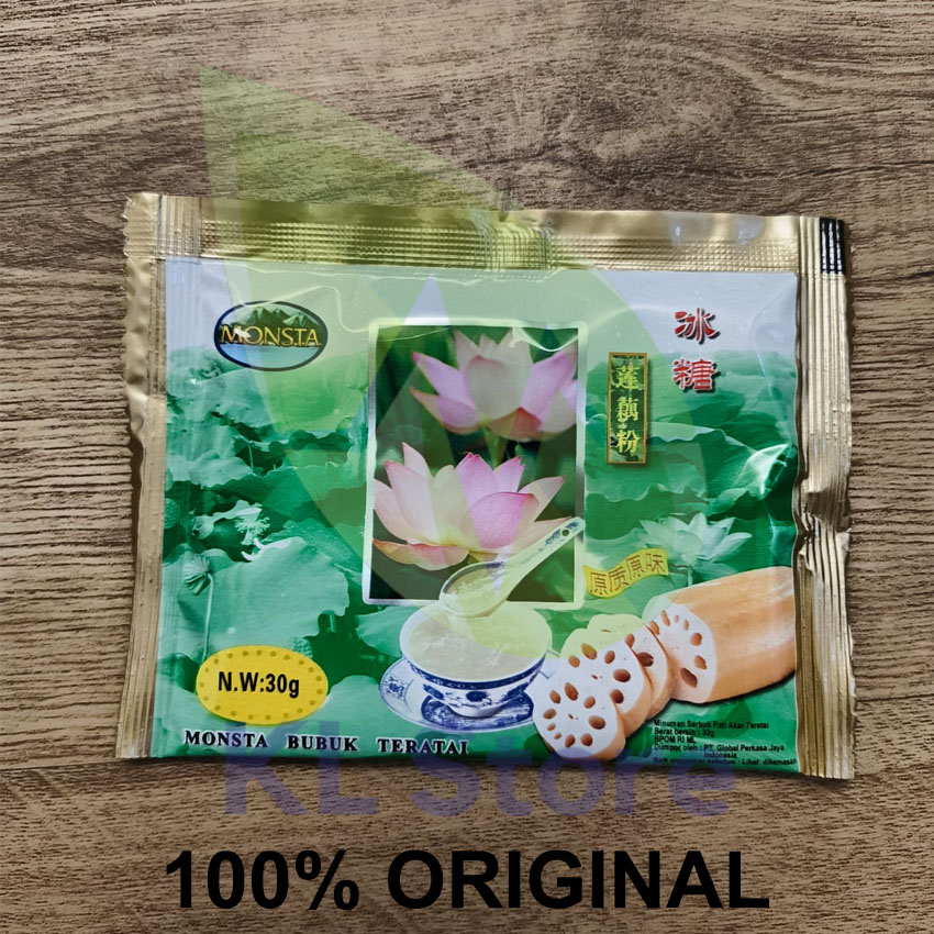Jual 1 SACHET LOTUS ROOT MONSTA MINUMAN SERBUK PATI AKAR TERATAI lotus ...