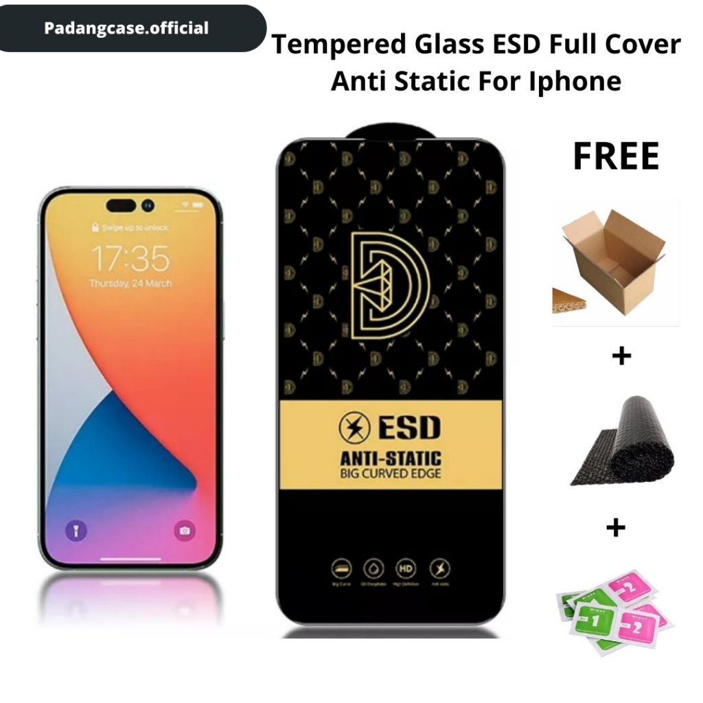 Jual Tempered Glass ESD Full Cover Anti Static For Iphone 6 6G 6S 6 ...