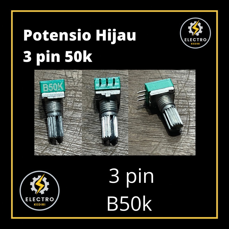 Jual potensio hijau 3 pin 5 pin 6 pin 8 pin 50k | pot hj B50k 3p 5p 6p 8p | 3 kaki ; 5 kaki ; 6 ...