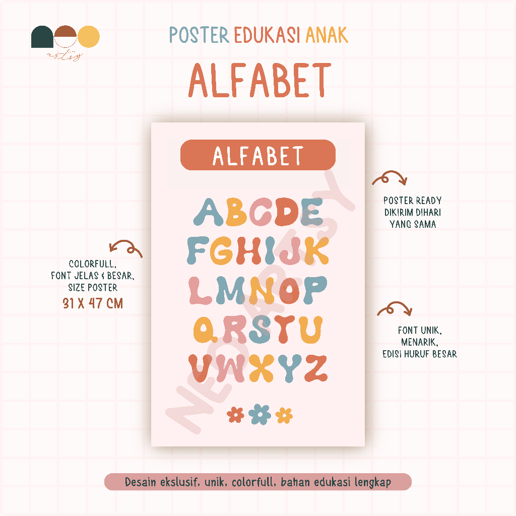 Jual Poster Edukasi Anak (PreSchool Paud TK SD) Angka / Huruf ...