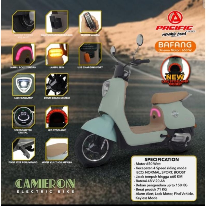 Jual sepeda Vespa listrik Pacific Cameron Pro | Shopee Indonesia