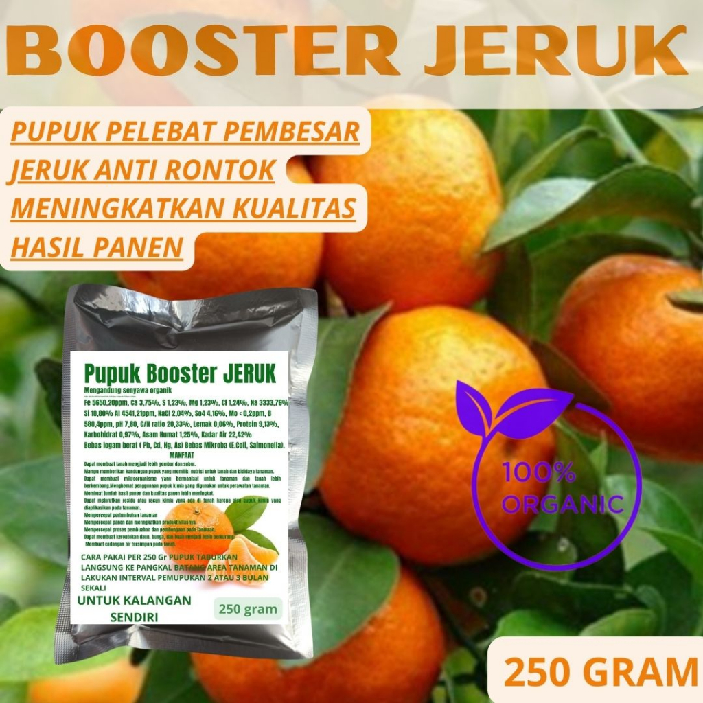 Jual MO Pupuk organik booster perangsang dan pelebat buah jeruk 250 GR agar cepat berbuah Lebat ...