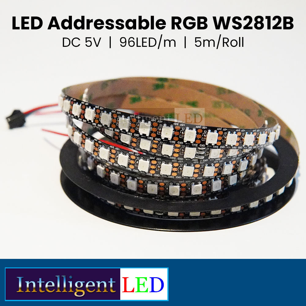 Jual LED Addressable WS2812B RGB 96LEDs/Meter 5V PCB 10mm 1 Roll 5 ...