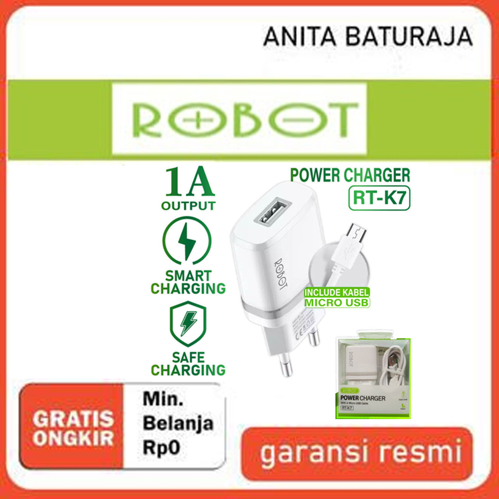 Jual POWER CHARGER ROBOT RT-K7 MICRO-USB (1A) | Shopee Indonesia
