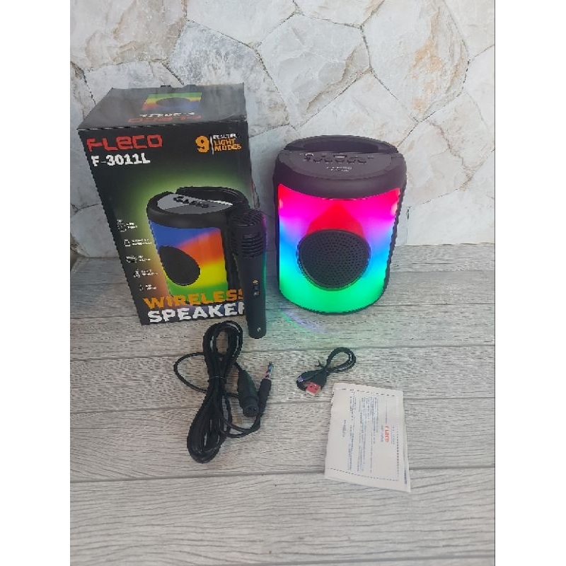 Jual Speaker Bluetooth Portable Lampu Led Free Mic Fleco 3011L | Shopee ...