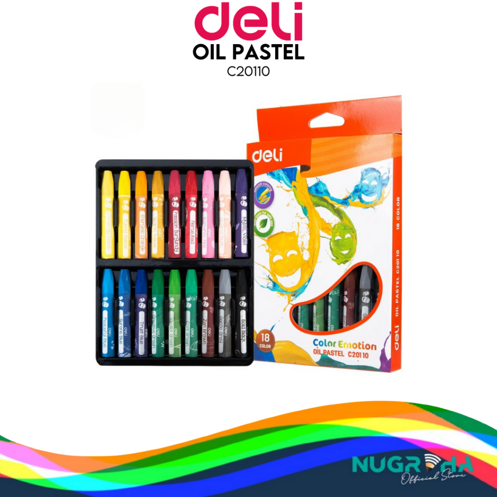 Jual DELI OIL PASTEL CRAYON 18 WARNA KEMASAN PAPER BOX C20110 | Shopee ...
